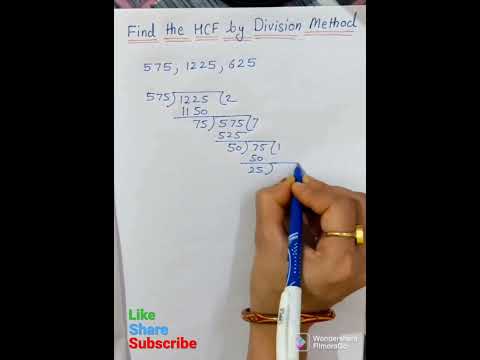 Find HCF of 575,1225&625 by division method| HCF of 3 numbers by Division method #maths #hcf