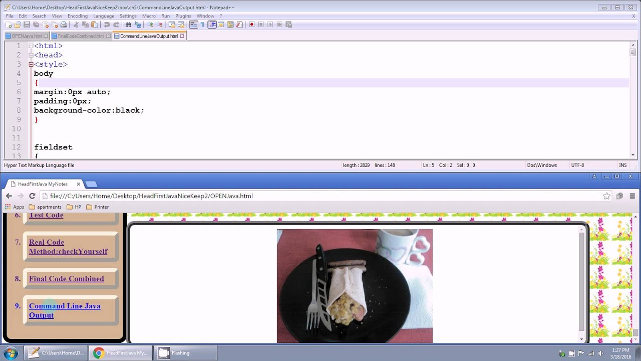 Command Line Java Output for the  Head First Java Ch 5 example