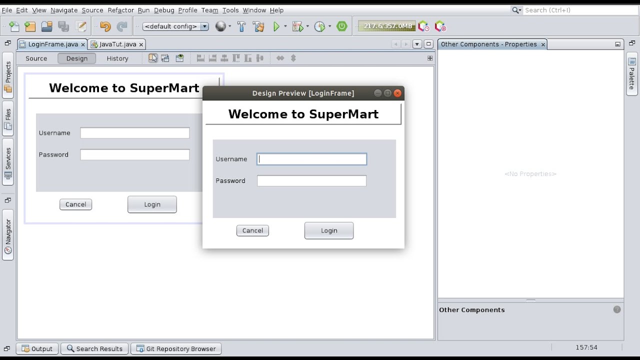 Java Swing GUI Login Dialog with NetBeans IDE