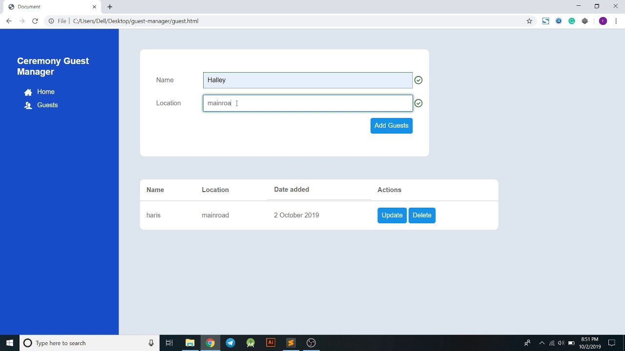 Guest Manager In Javascript With Source Code | Source Code & Projects