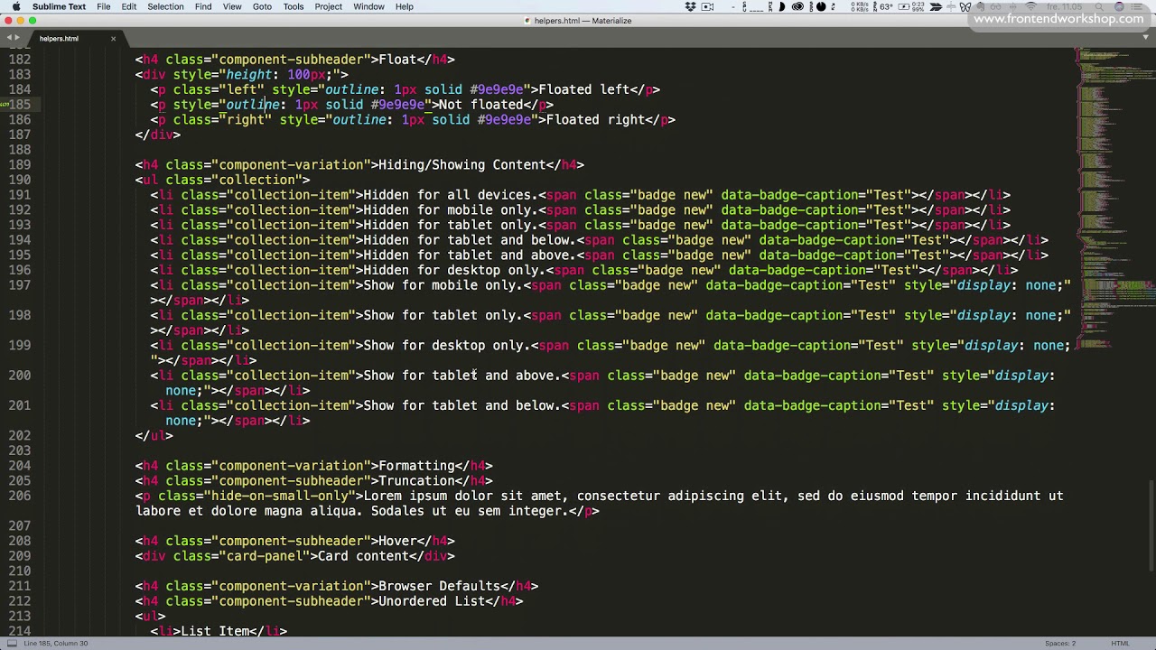 Materialize: CSS – Helpers