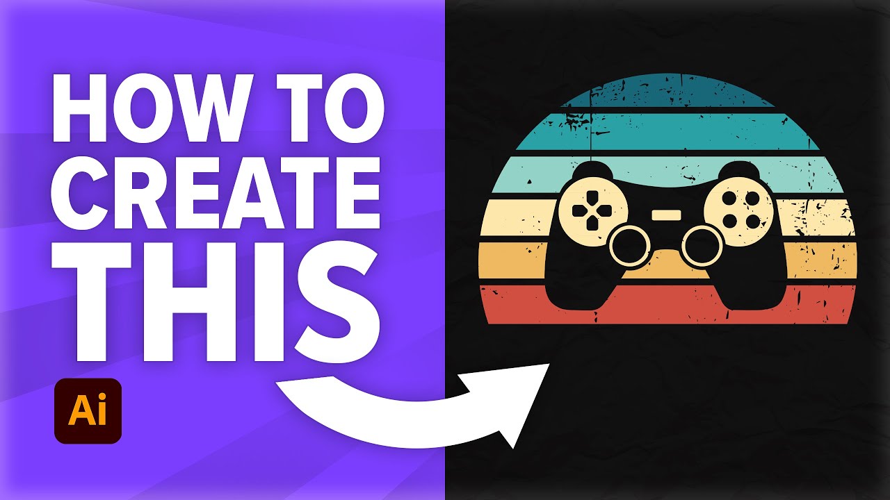 Retro Gaming Sunset Adobe Illustrator Tutorial