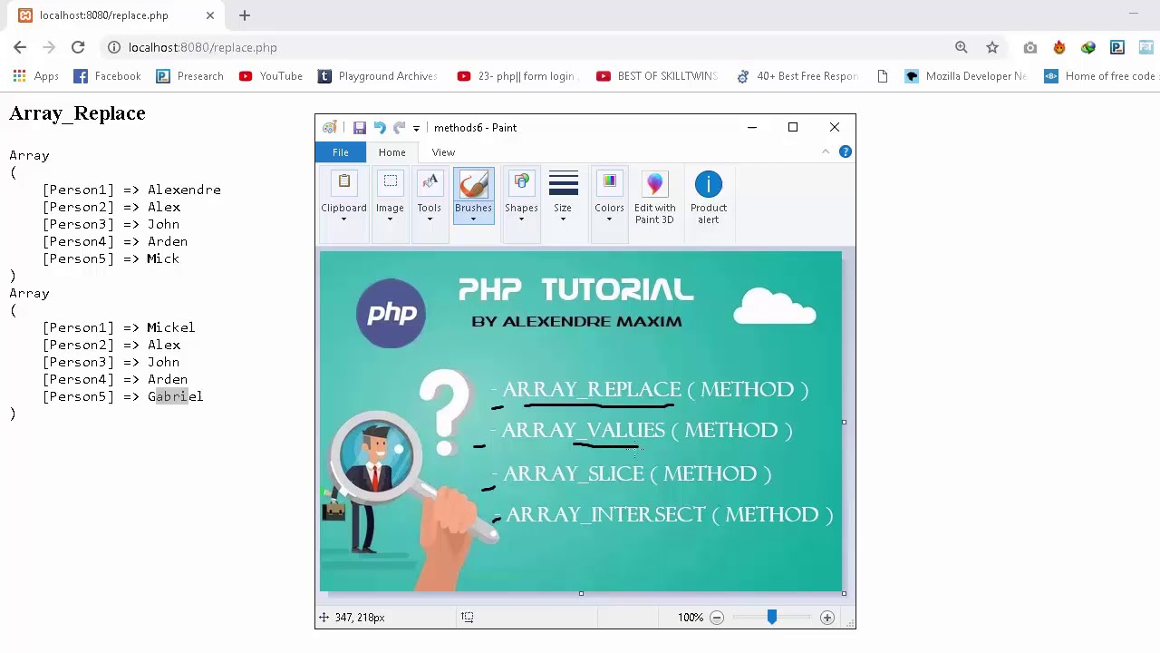 PHP Tutorial #08 Array Methods ( Array_Replace, Array_Values, Array_Slice and Array_Intersect )