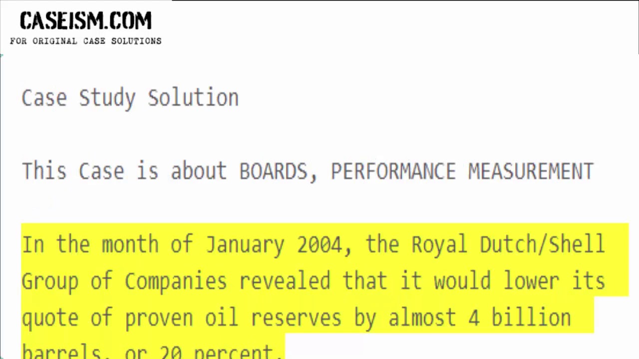 Royal Dutch/Shell: A Shell Game with Oil Reserves (A) Case Study Help - Caseism.com