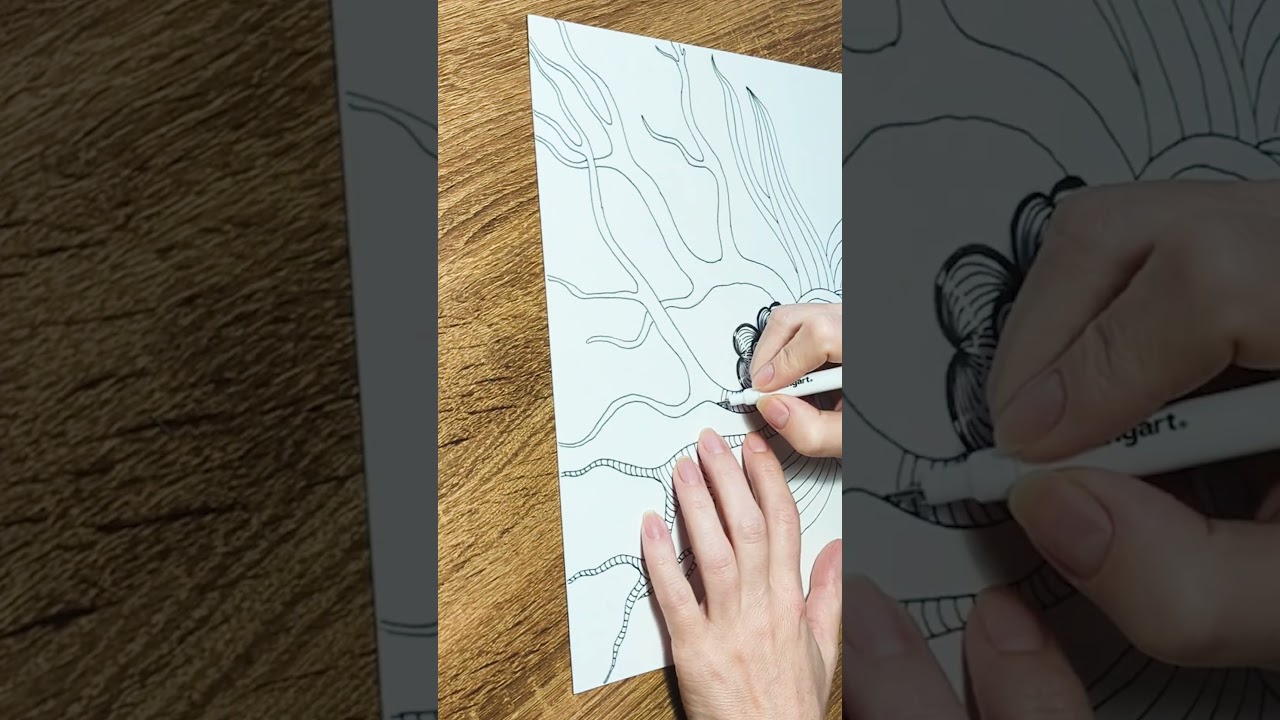 Drawing Art for Relaxation. ASMR | Zentangle Patterns | Zendoodle abstract floral drawing #zenart