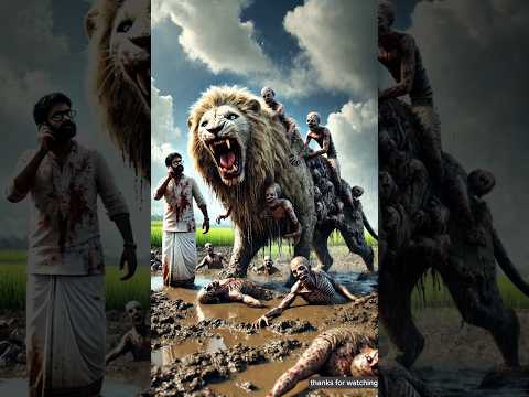the lion covered in millions of zombies 😭 saved by farmer ,#ai #trending #rescue #lion