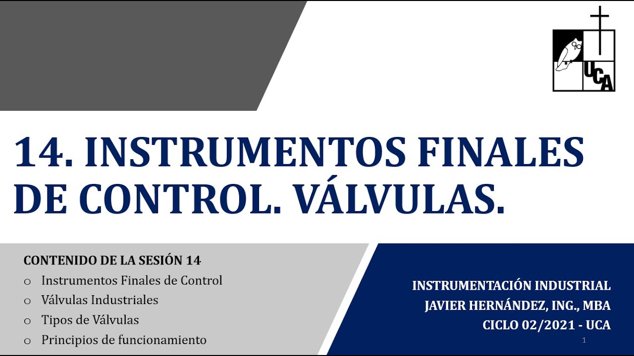CLASE 14. INS-0221. INSTRUMENTOS FINALES DE CONTROL. VÁLVULAS.