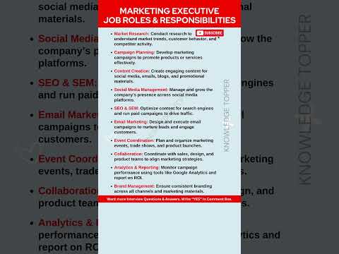 Marketing Executive Job Roles and Responsibilities