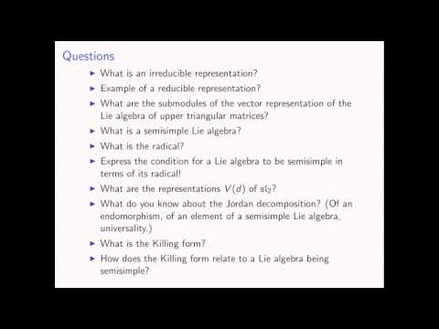 Lie algebras - review questions