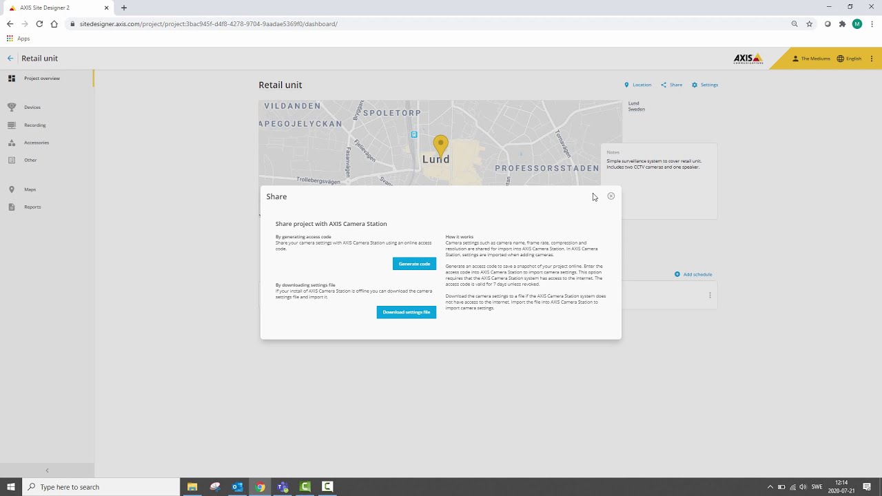 AXIS Site Designer - Auto configuration of AXIS Camera Station