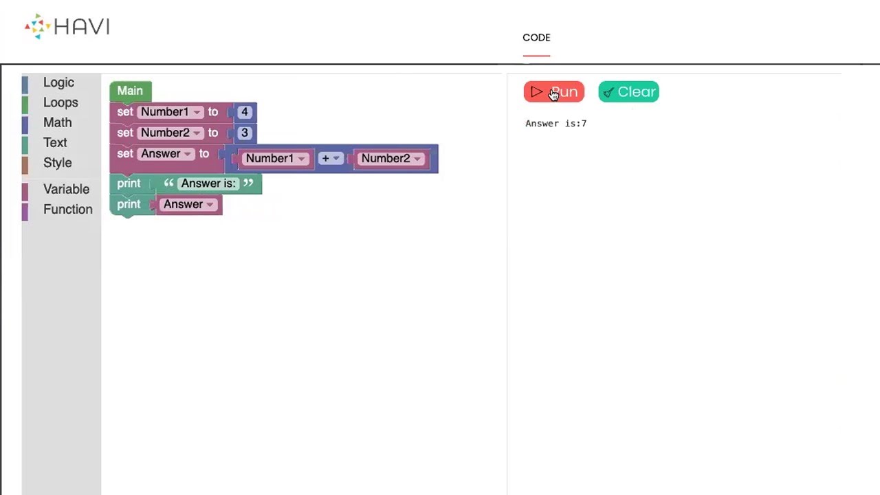 Coding basic mathematical operations - 1 | Variables | Coding for Kids | Havi Code