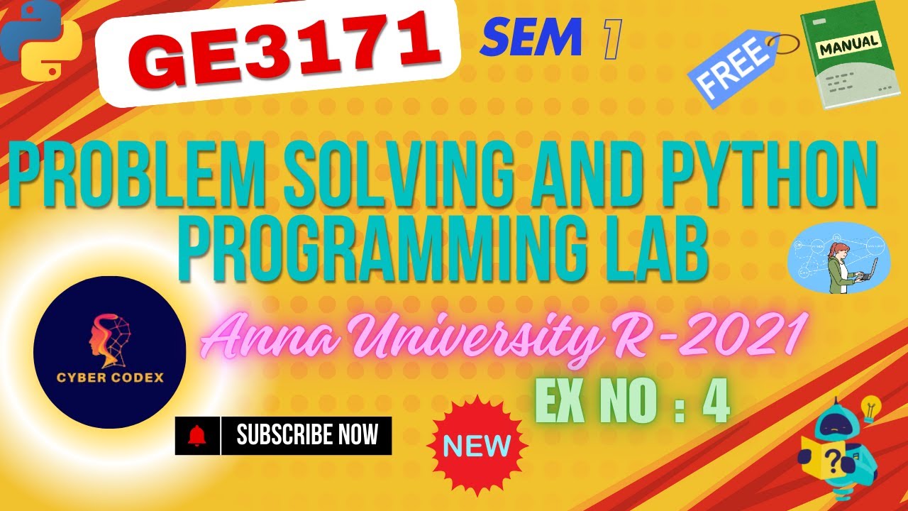 GE3171 -Problem Solving and Python Programming Lab|Ex No: 4|Python Program for Lists & Tuples Manual