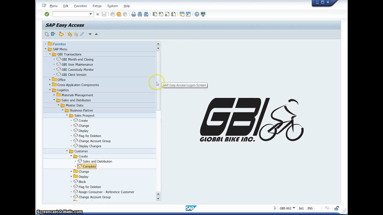 SAP navigation exercise 01 part 1