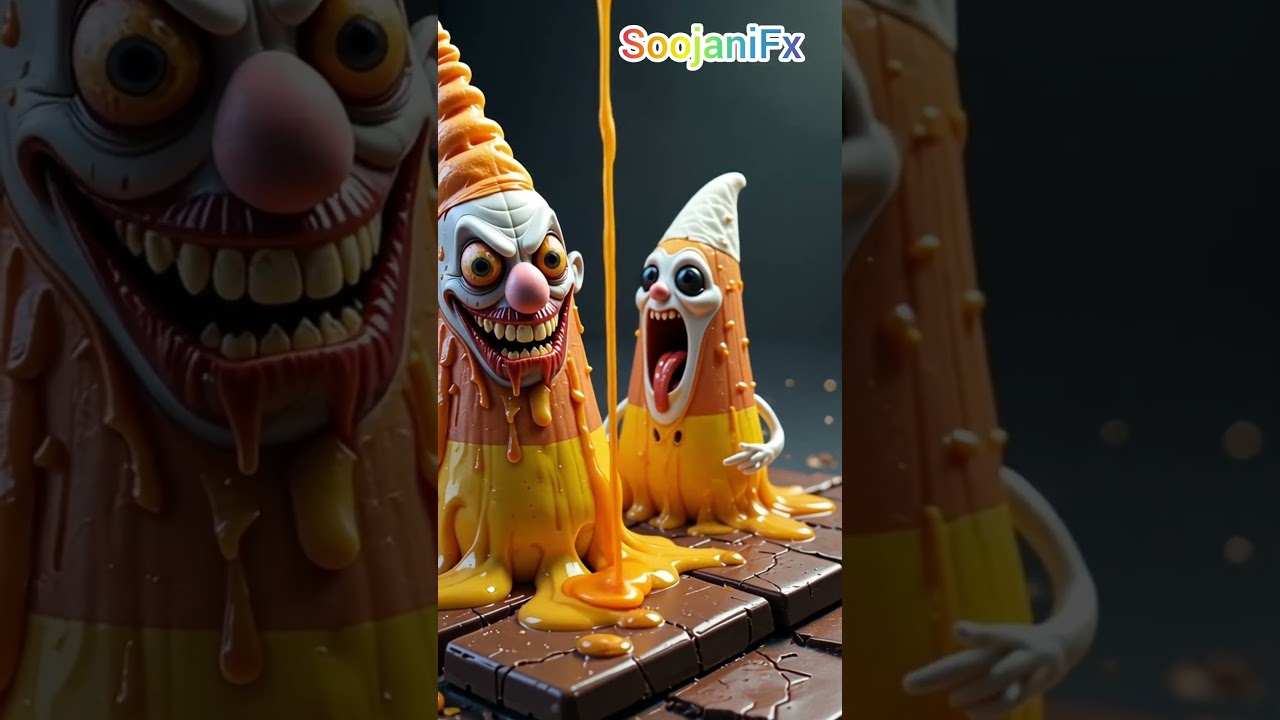 Melting Candy Corn Clowns 😱 | Funny Horror 3D Animation Short | Creepy Cartoon Creatures