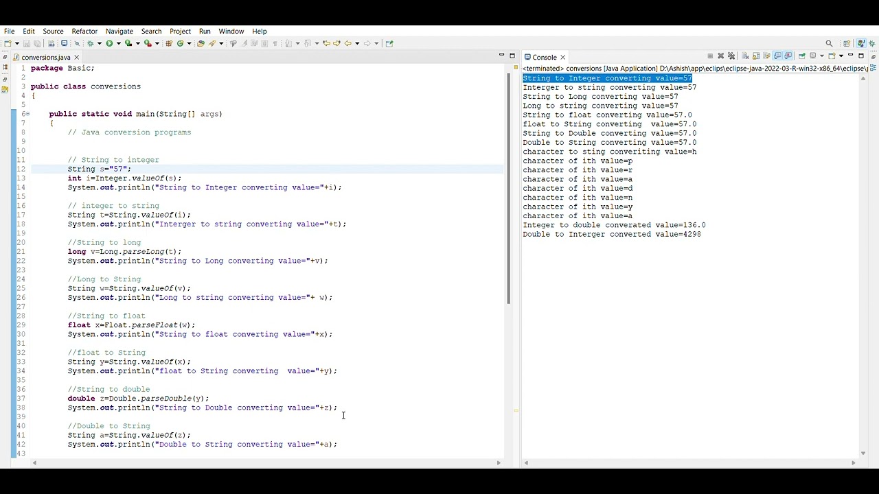 one data type to another data type conversion in java?  # data type conversion#javacode # basic java