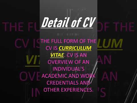 Full form of CV, CV Meaning, What is CV, CV in easy form, #short, #EasyBreezyInfo