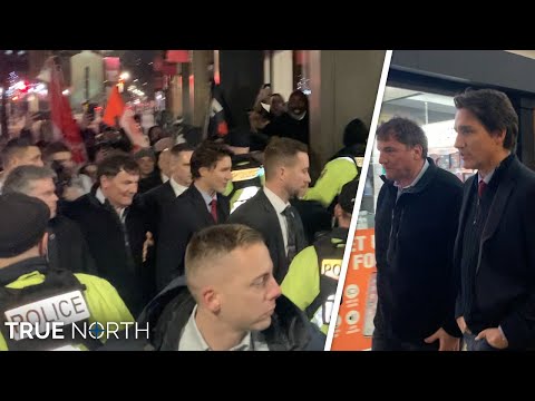 Protestors swarmed Canadian Prime Minister Justin Trudeau in the ...