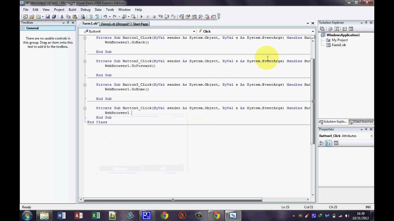 How to create a browser using visual basic 2008