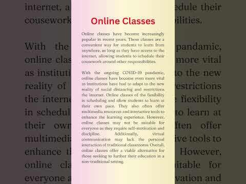 Essay on Online Classes in 200 words #essaywritinginenglish #shortsvideo #onlineeducationessay