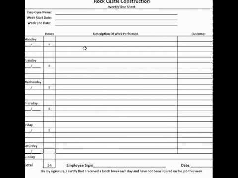 Free Simple Time Card Version 2 From Fast Easy Accounting 206-361-3950