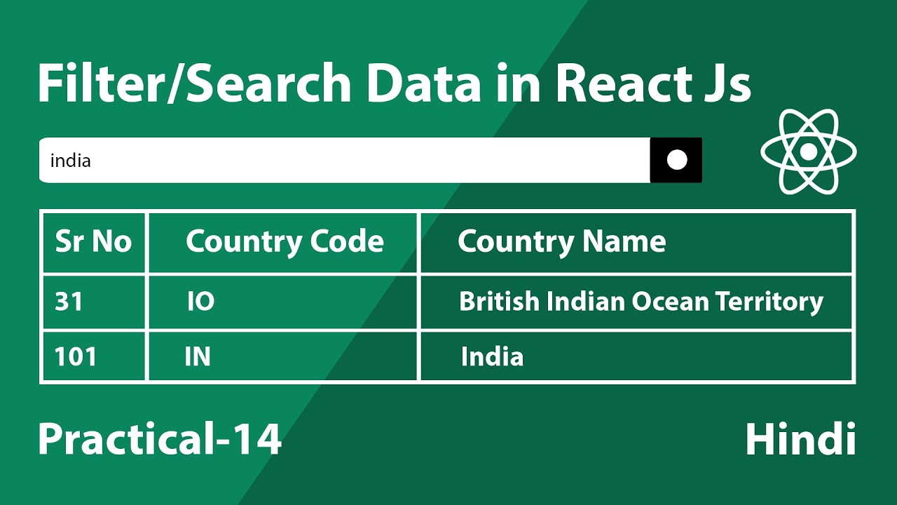 Filter search react datatable
