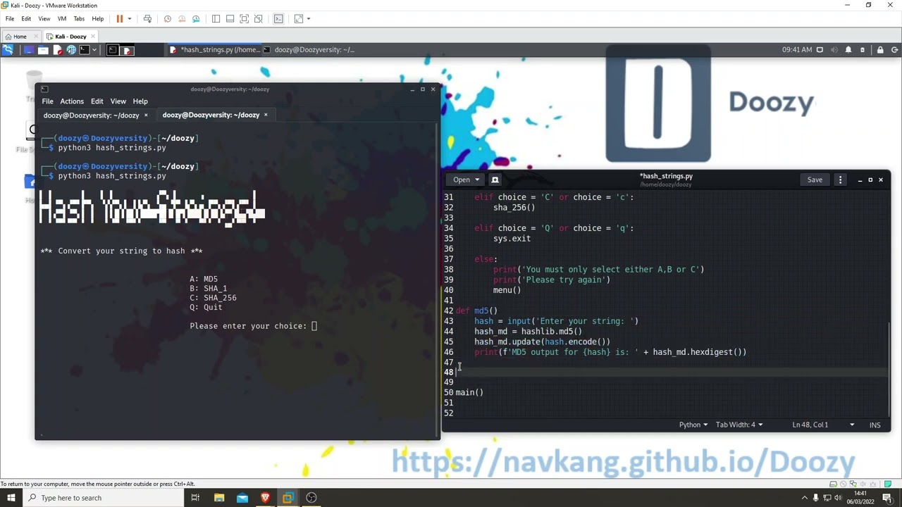 Python - Convert your string into hash script - MD5, SHA-1or SHA-256
