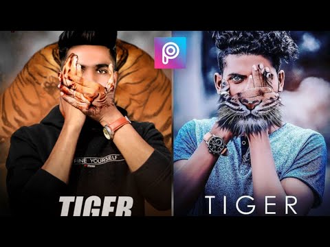 picsart Visual Tiger Face Mask Manipulation Editing step by step - Trending /picsart Photo Editing.