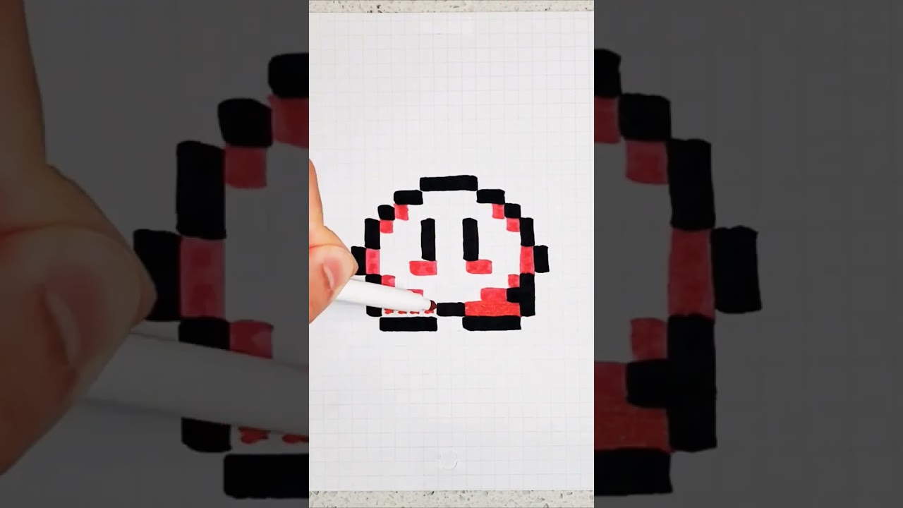 Drawing KIRBY! #2 - Hand Drawn Pixel Art #pixelart #kirby #nintendo #shorts #draw #art