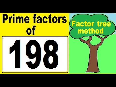Prime factors of 198. Prime factors decomposition of 198. Factor tree method.