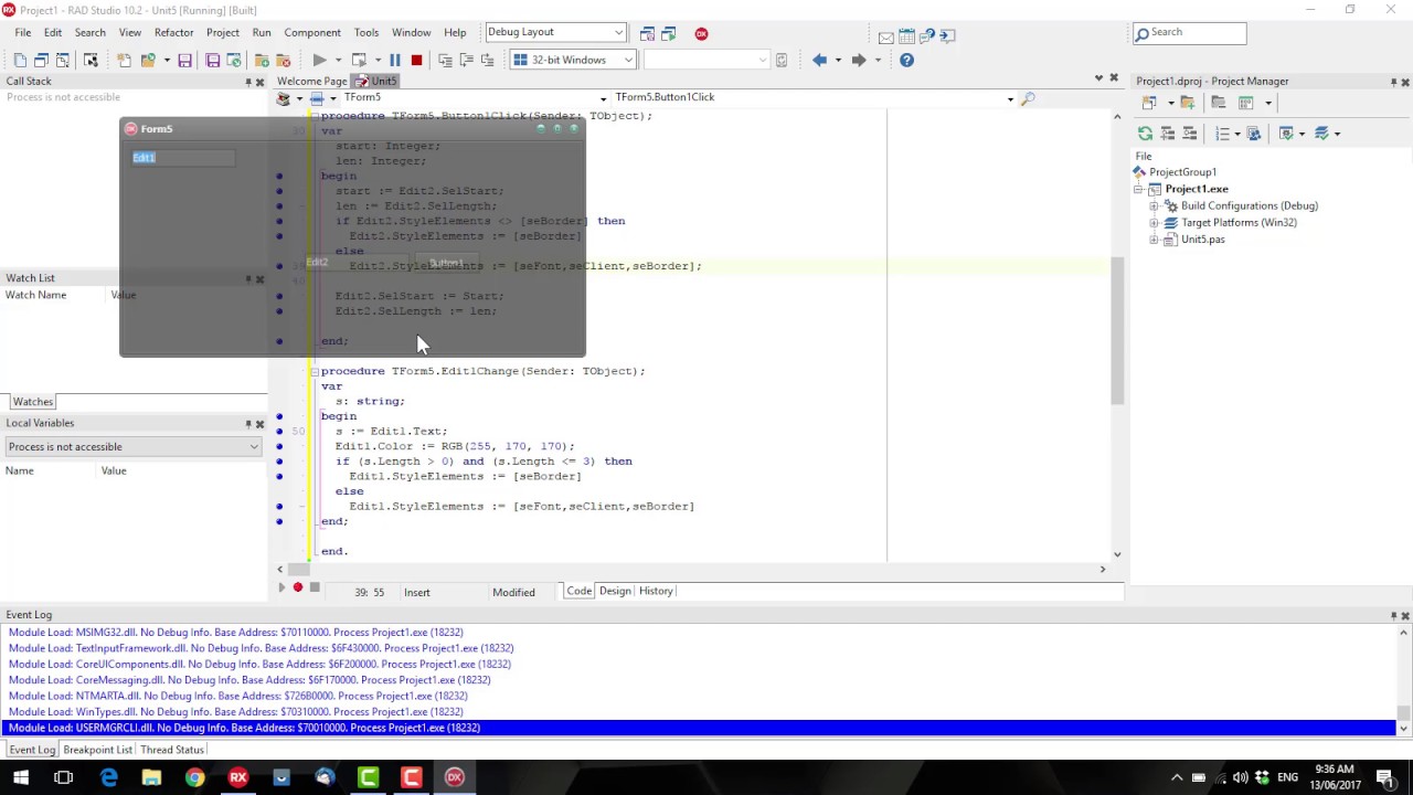 Changing the color of a TEdit with Styles Enabled - Delphi #122