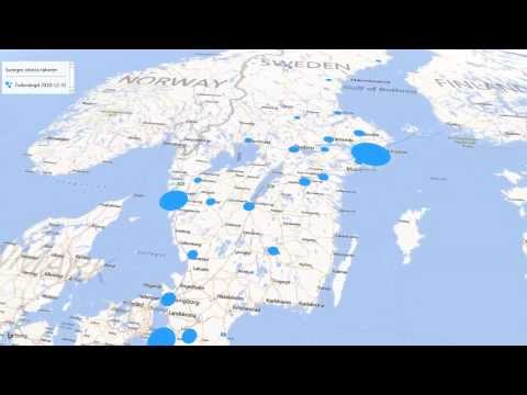 Sveriges största städer, 3D-karta.