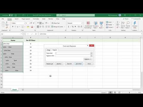How to remove Spaces using Find and Replace in Excel - Office 365