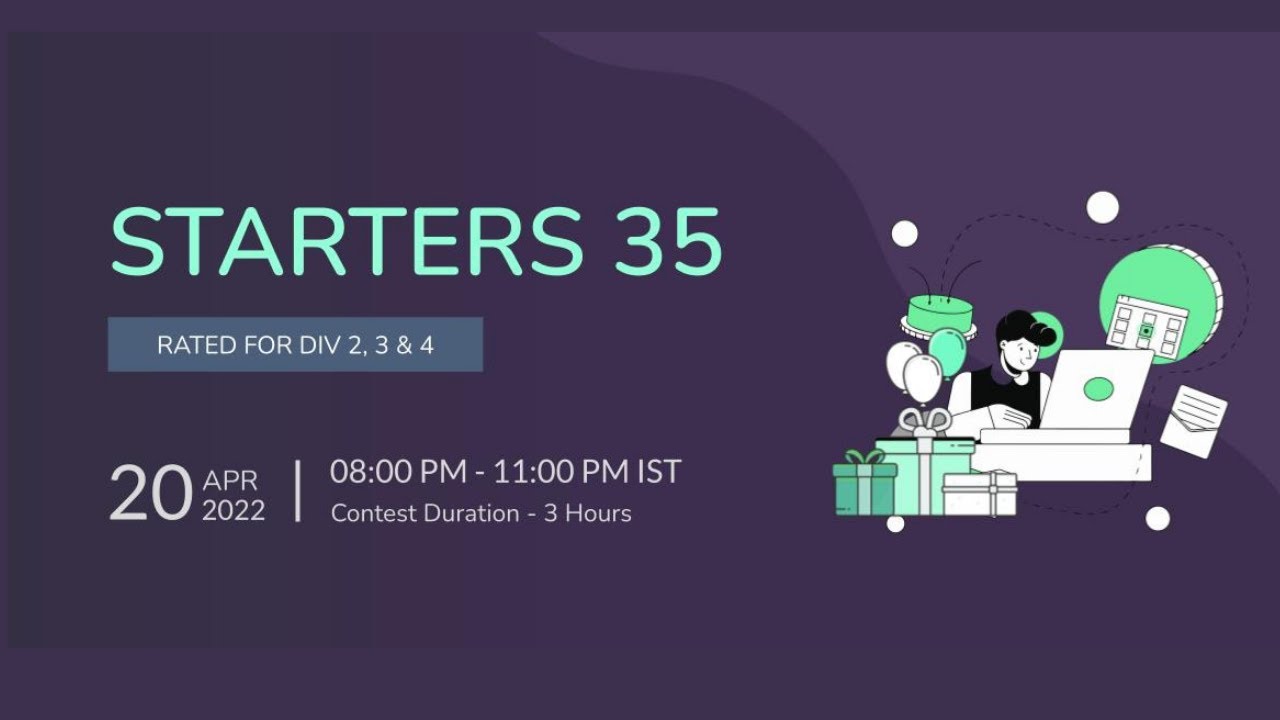 CodeChef Starters 35 problems solution with detailed explanation and C++ source code