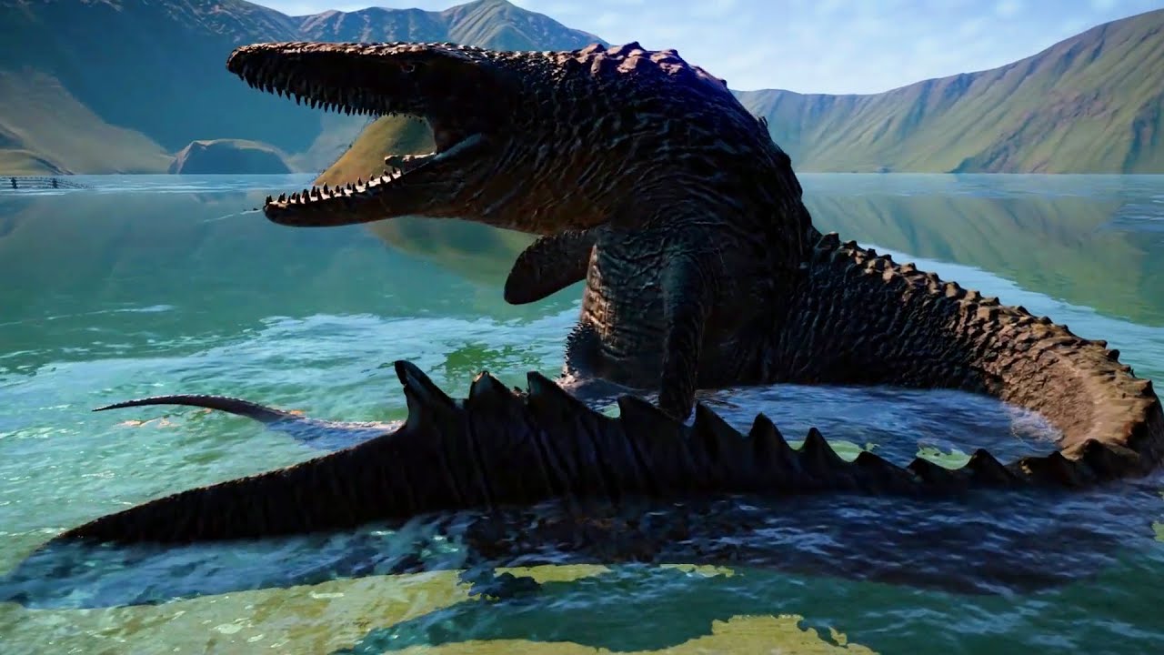 MEGA MOSASAURUS VS INDOMINUS REX in Jurassic World Evolution
