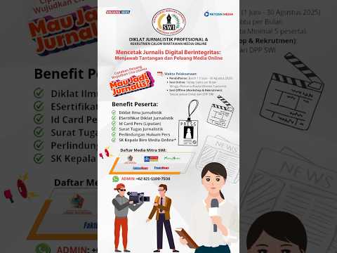 Diklat Jurnalistik Profesional dan Rekrutmen Calon Wartawan Online.