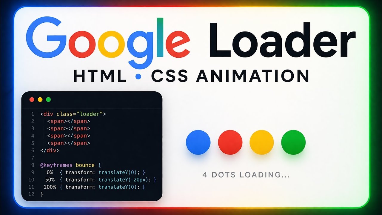 Google Loader Animation 🔥 | 4 Dots HTML CSS Loader Tutorial (Beginner Friendly)
