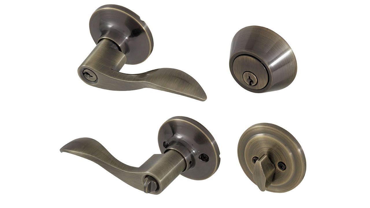 Honeywell Wave Door Lever Combo Set - Antique Brass (8106105)