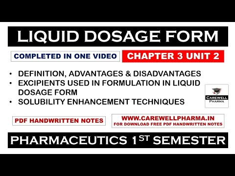 Liquid Dosage Form (Complete) | Chapter 3 Unit 2 || Pharmaceutics 1 b pharmacy 1 semester | Carewell