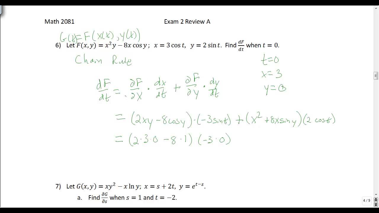 Multivariable Calculus: Exam 2 Review A Solutions