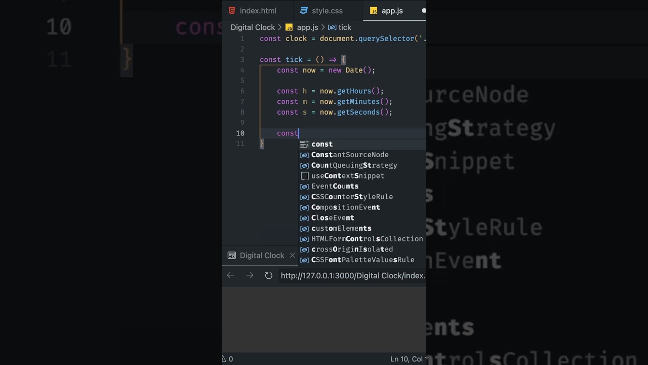 How To Build Digital Clock Using HTML, CSS & JavaScript #html #css #javascript #shorts