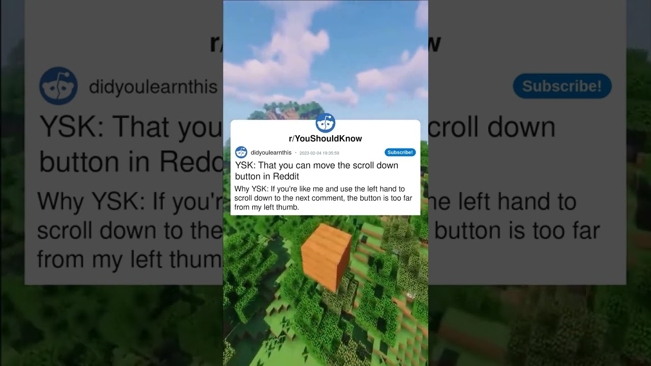 #shorts YSK: That you can move the scroll down button in Reddit