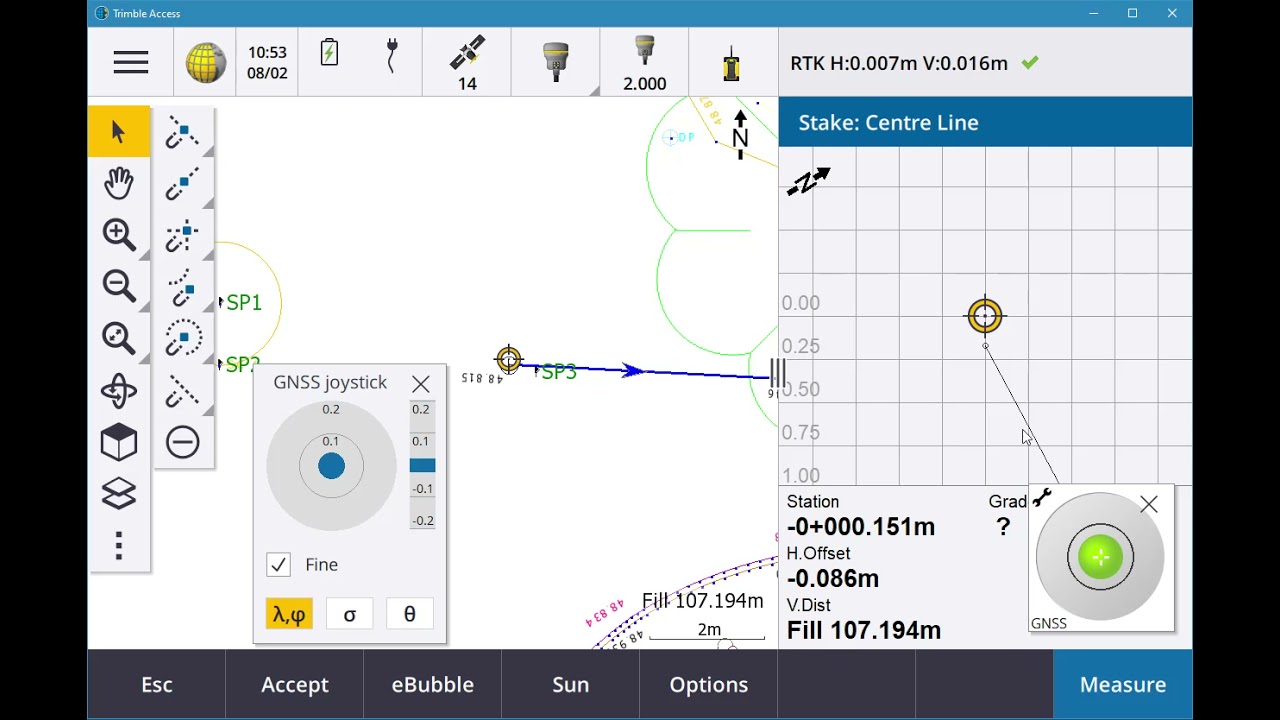 Trimble Access Stakeout Line