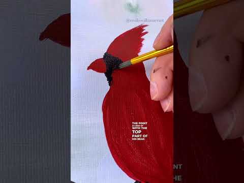 [clip] painting the cardinal mask 🎨 #easypainting #howtopaint #acrylicpainting