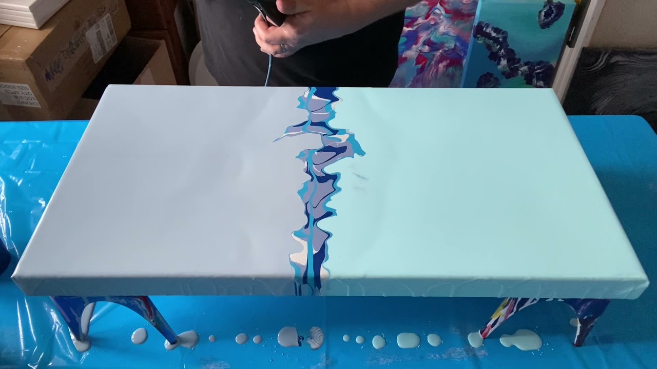Dutch Pour - Acrylic Fluid Art (Blue & Silver) This is my first video! YAY! #001