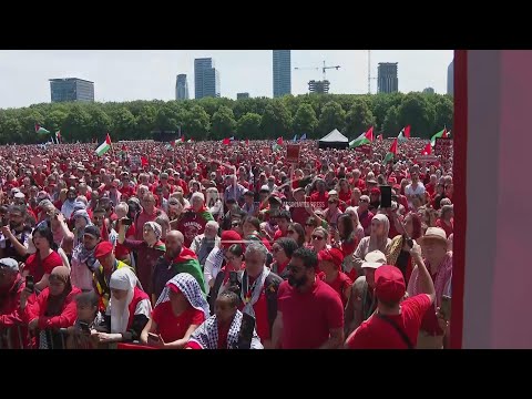 Thousands gather in The Hague, Netherlands to protest Israeli military action in Gaza and West Bank