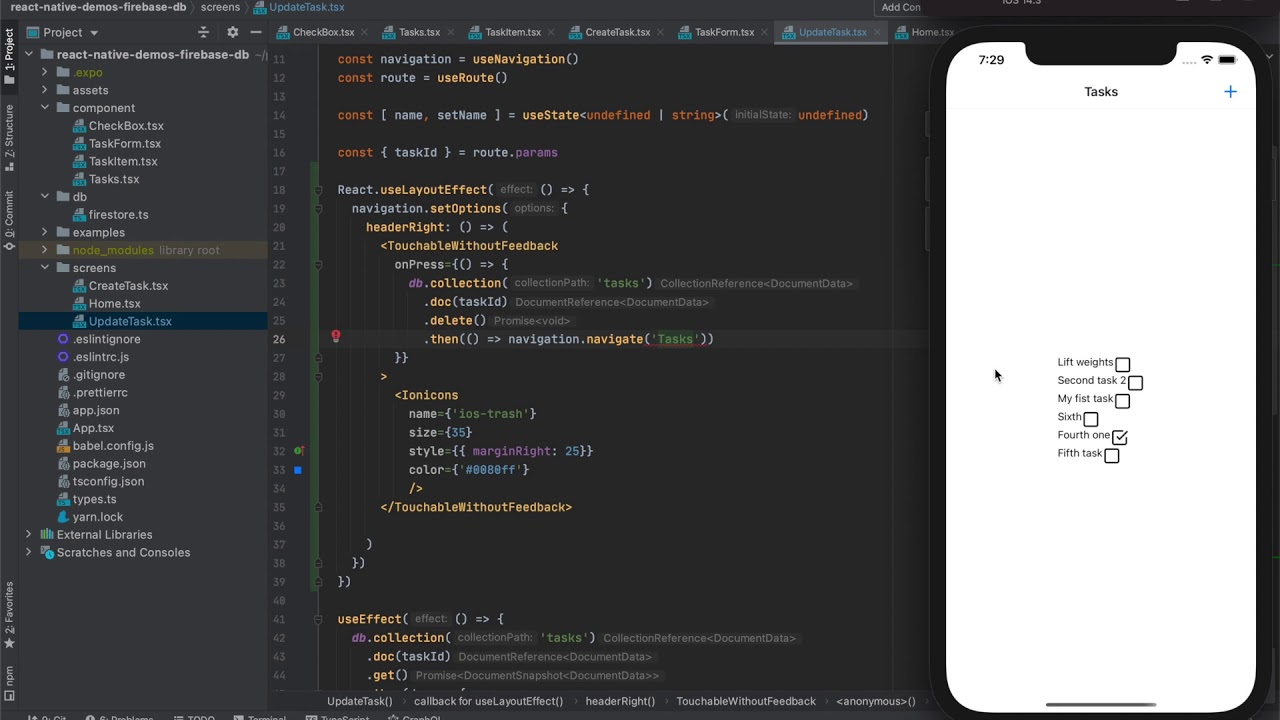 12 Deleting documents from Firestore database in React Native app