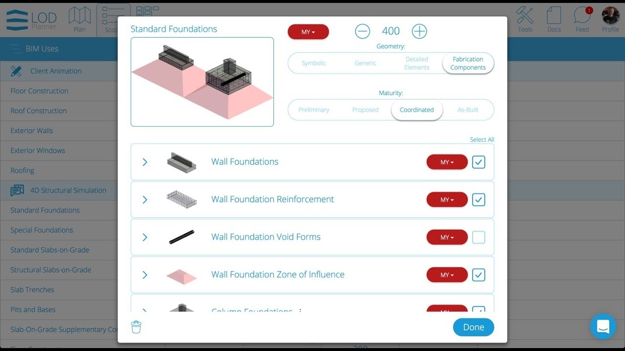 Smart Lean BIM with LOD Planner