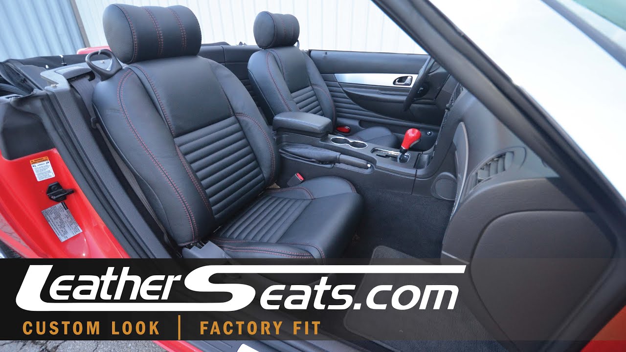 Ford ThunderBird Ecstasy Custom Black Leather Interior w/ Red Double-Stitching - LeatherSeats.com