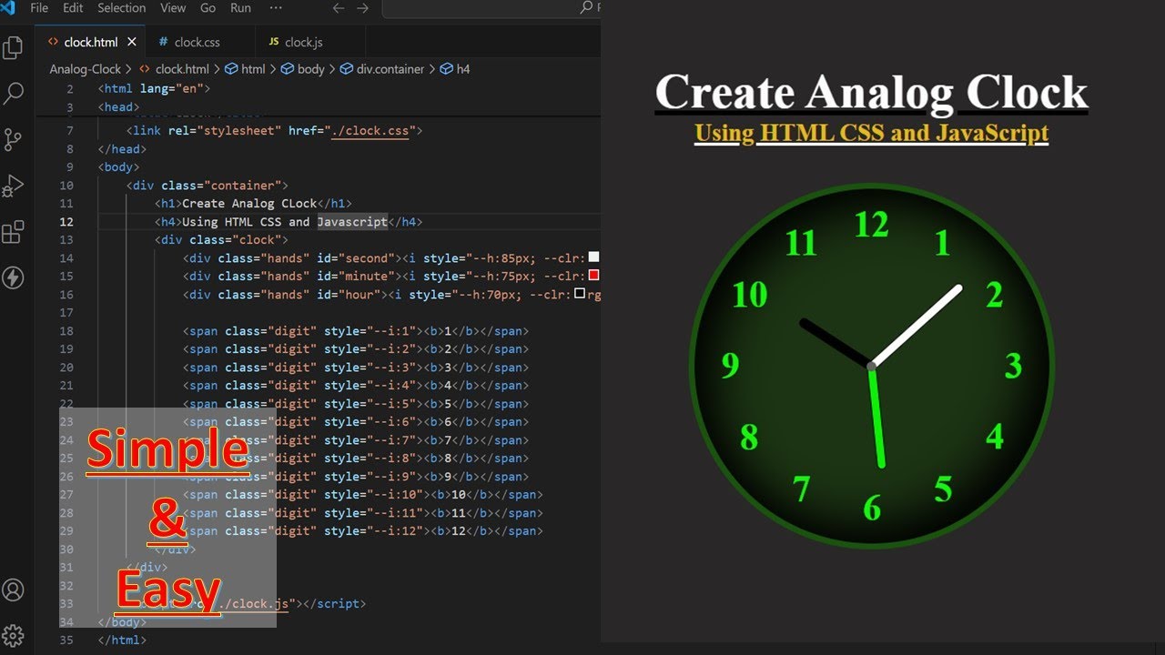 Create Analog Clock using html css javascript | #webdevelopment Javascript Project - 5