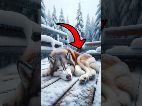 Husky Takes a Snow Nap in -12°F Weather—Then Wakes Up as a Snowball! ❄️🐶 (NORMAL FOR THEM!) #shorts